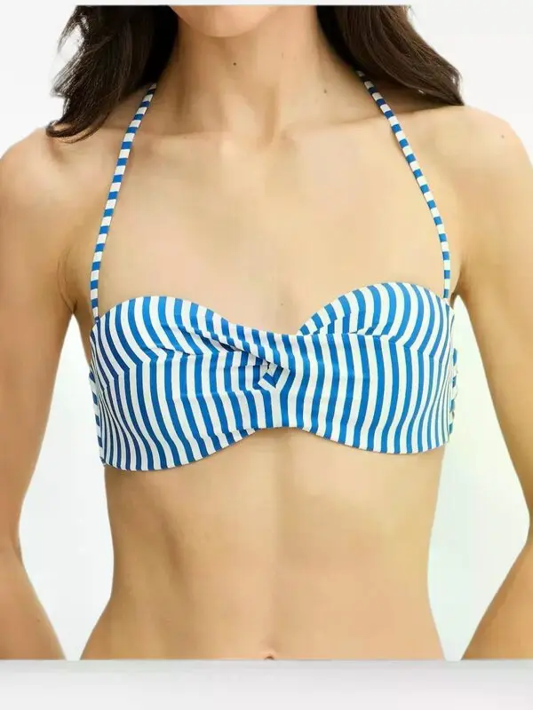 TWINSET Striped Halterneck Bikini Top - Blue