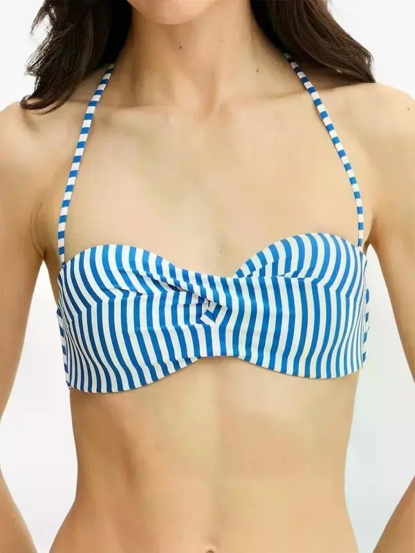 TWINSET Striped Halterneck Bikini Top - Blue