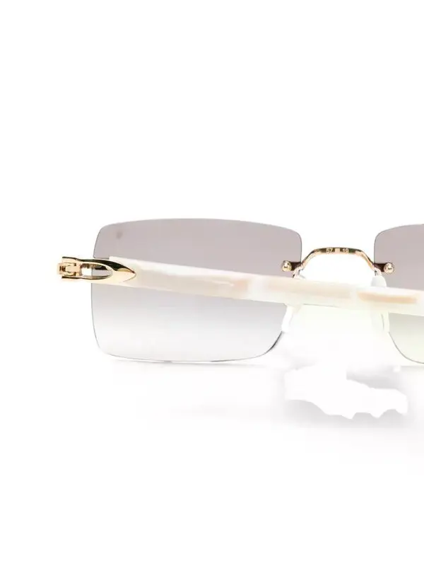 Cartier Rimless Rectangle-frame Sunglasses - Gold