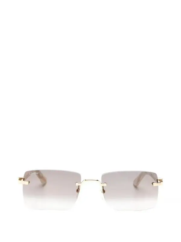 Cartier Rimless Rectangle-frame Sunglasses - Gold