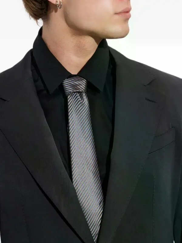 Giorgio Armani Diagonal-stripe Silk Tie - Brown