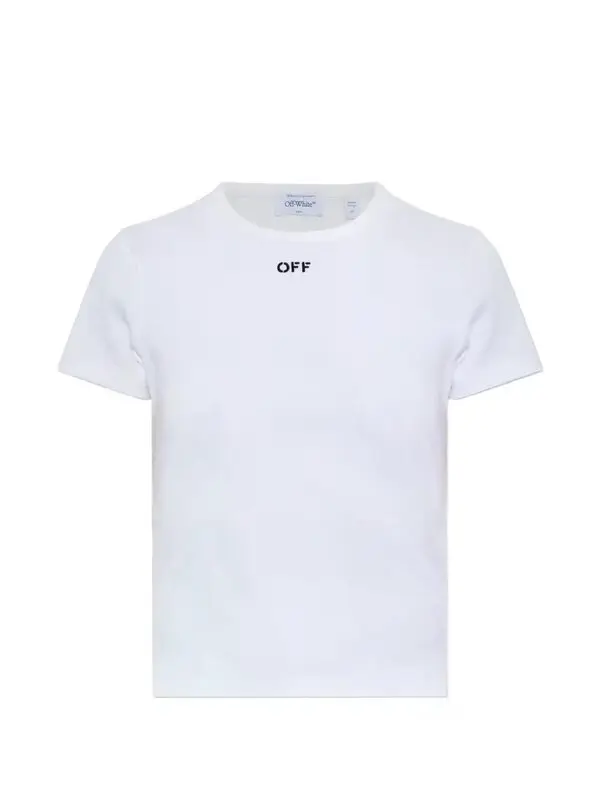 Off-White Embroidered-logo Ribbed T-shirt - White