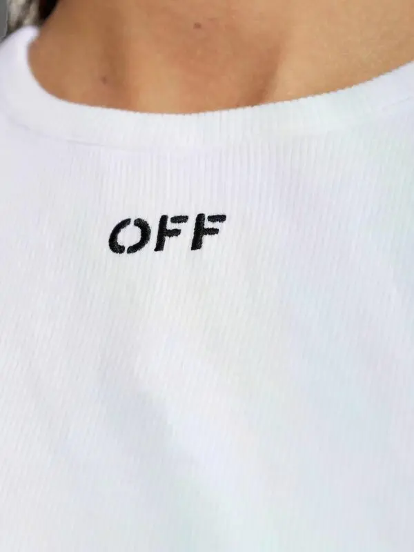 Off-White Embroidered-logo Ribbed T-shirt
