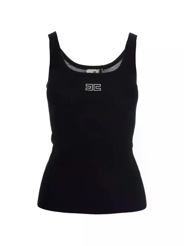 Elisabetta Franchi Logo-embroidered Ribbed Tank Top - Black