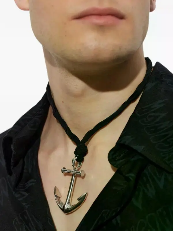 Balenciaga Tone Anchor Pendant Necklace