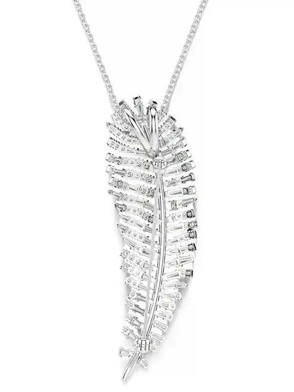 SWAROVSKI Crystal-embellished Feather Motif Necklace - Silver