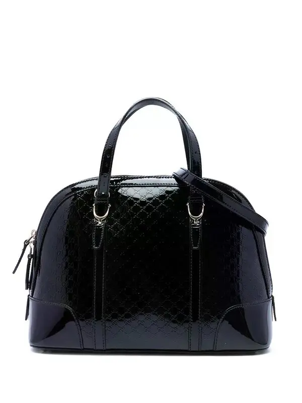 Gucci 2016-2026 Small Microguccissima Patent Nice Satchel - Black