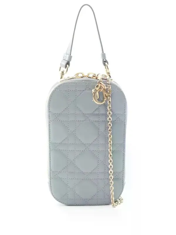 Dior 2021 Lambskin Cannage Lady Call In Phone Holder Satchel - Blue