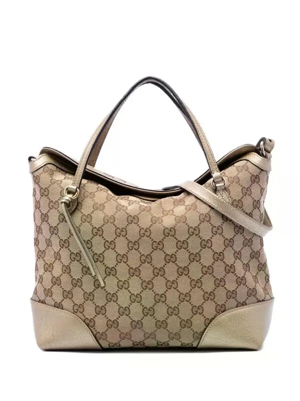 Gucci 2000-2015 Medium Gg Canvas Bree Fold Over Tote Satchel - Neutrals