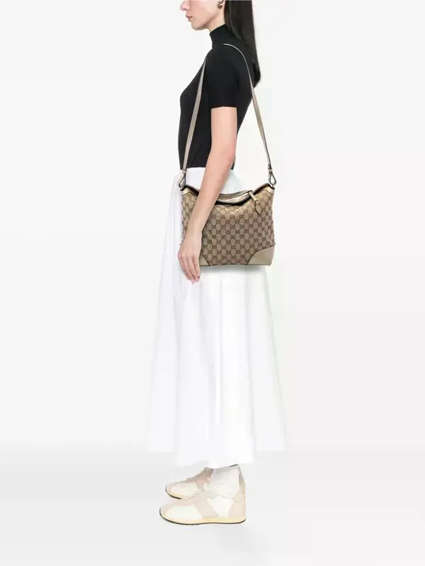 Gucci Gg Canvas Bree Fold Over Tote Satchel - Neutrals