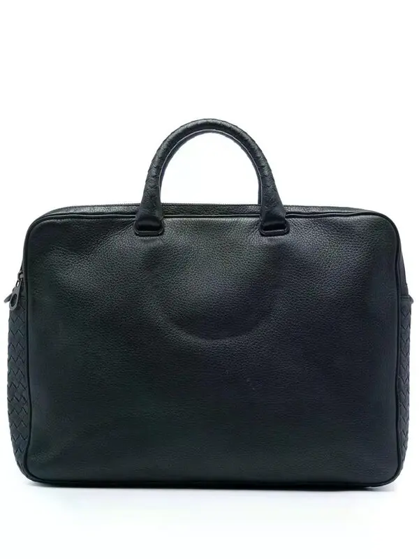 Bottega Veneta 2012-2026 Intrecciato Trimmed Leather Business Bag - Black