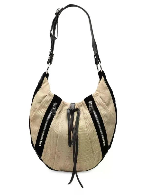 Saint Laurent 2013 Canvas And Velvet Rive Gauche Pleated Hobo Bag - Black