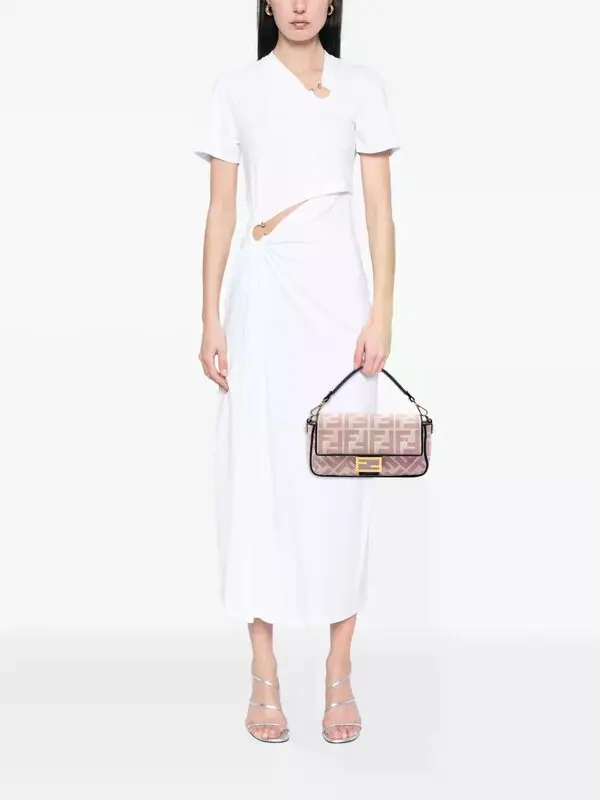 Fendi Zucca Embroidered Canvas Baguette Satchel