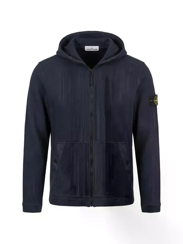 Stone Island Logo-patch Zip-up Hoodie - Blue