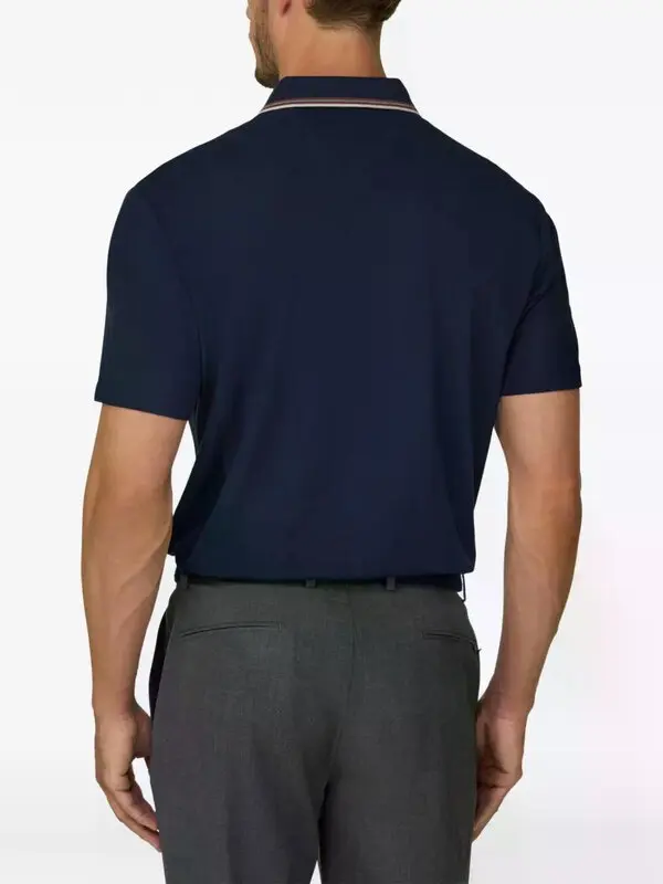 Boggi Milano Polo In Stretch Cotton Blend Piqué Cool Jade-fresh - Blue