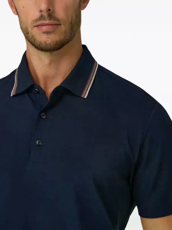 Boggi Milano Polo In Stretch Cotton Blend Piqué Cool Jade-fresh - Blue