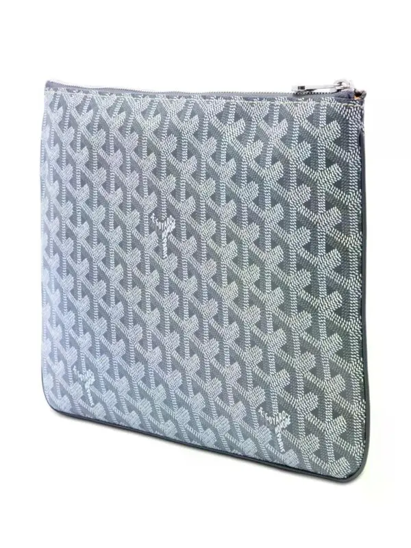 Goyard Senat Mm Clutch Bag In Coated Canvas - Grey