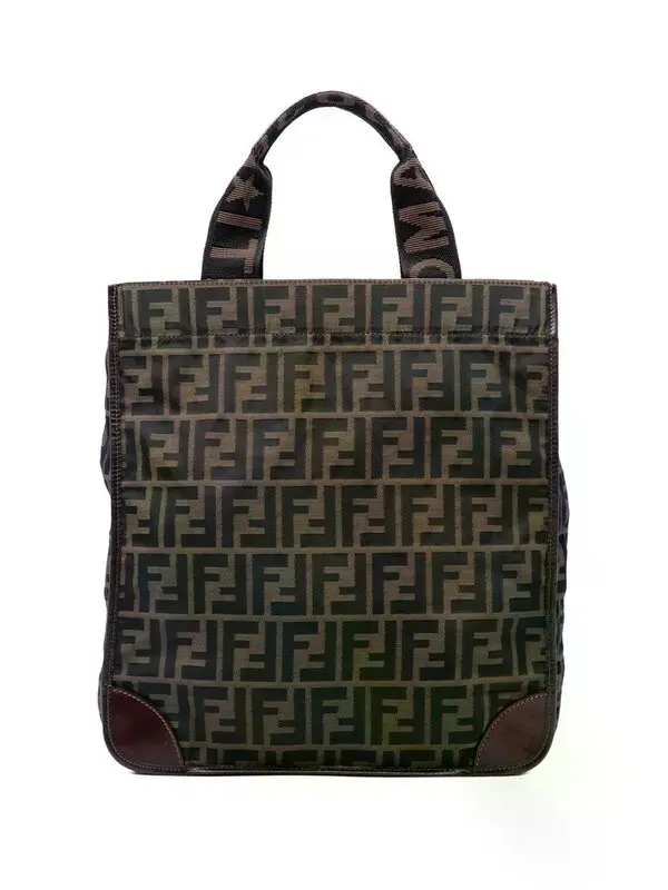 Fendi 2000-2010 Zucca Canvas Shopping Tote Bag - Brown