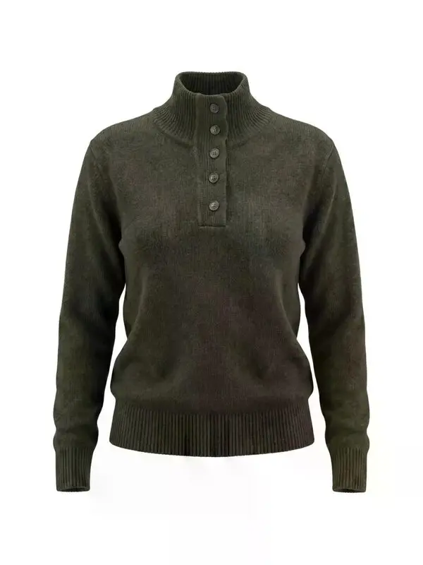 NILI LOTAN Button-placket High-neck Sweater - Green