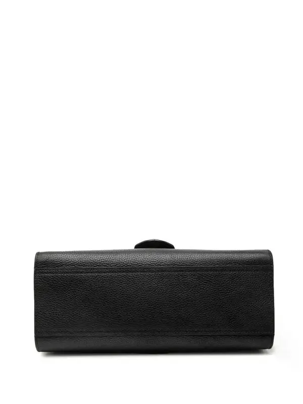 Gucci Small Gg Marmont Grained Calfskin Top Handle Satchel - Black