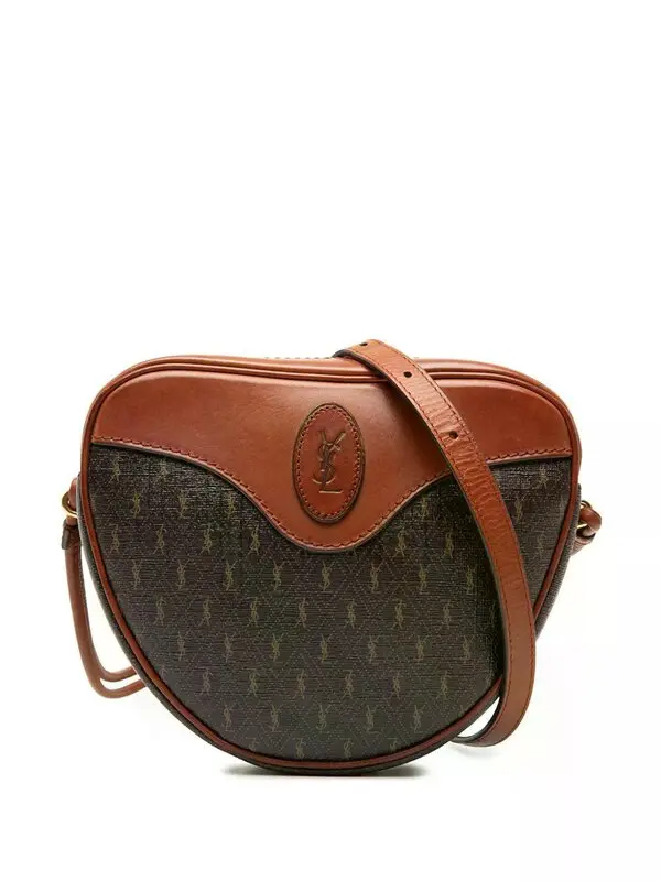 Saint Laurent 2021 Le Monogramme Coated Canvas And Leather Coeur Crossbody Bag - Brown