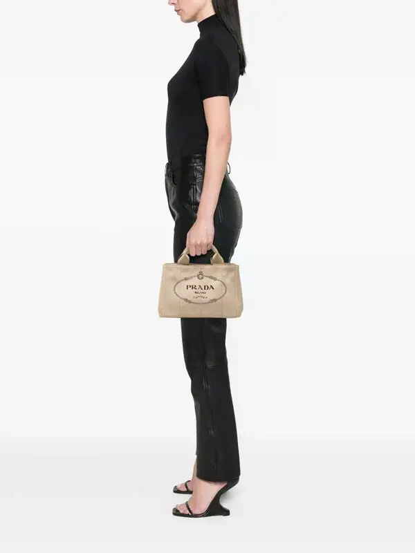 Prada Canvas Canapa Logo Tote - Neutrals