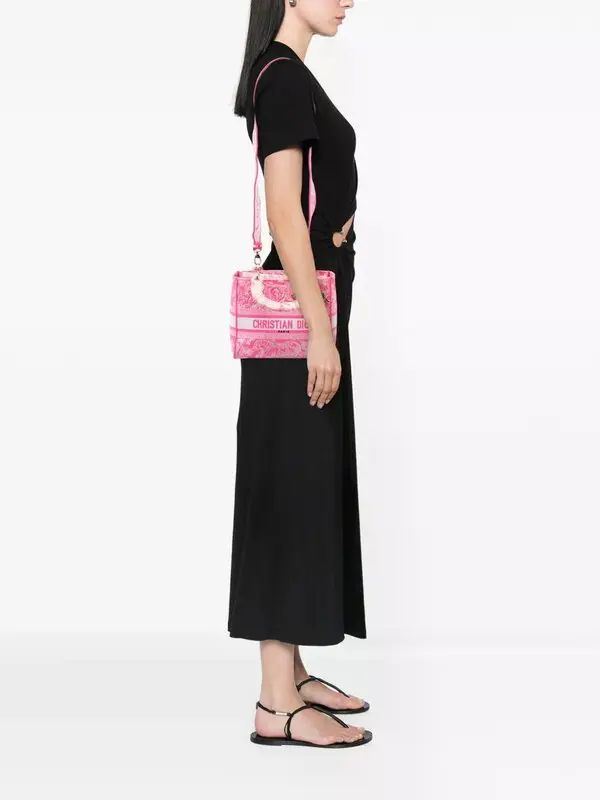 Dior 2022 Medium Embroidered Canvas Toile De Jouy Lady D Lite Satchel - Pink