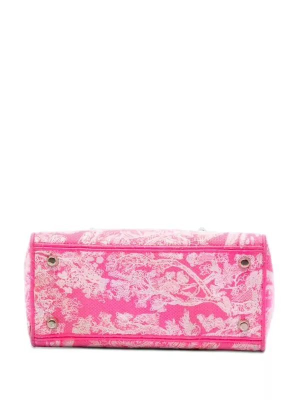 Dior 2022 Medium Embroidered Canvas Toile De Jouy Lady D Lite Satchel - Pink
