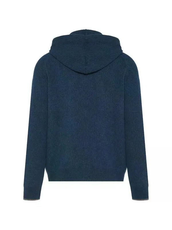 BARBA NAPOLI Ribbed-knit Zip-up Hoodie
