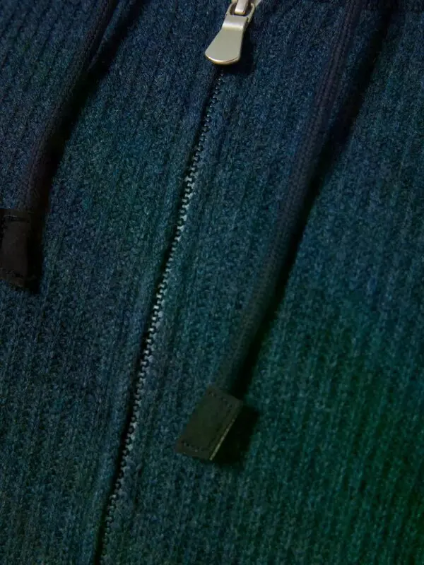 BARBA NAPOLI Ribbed-knit Zip-up Hoodie