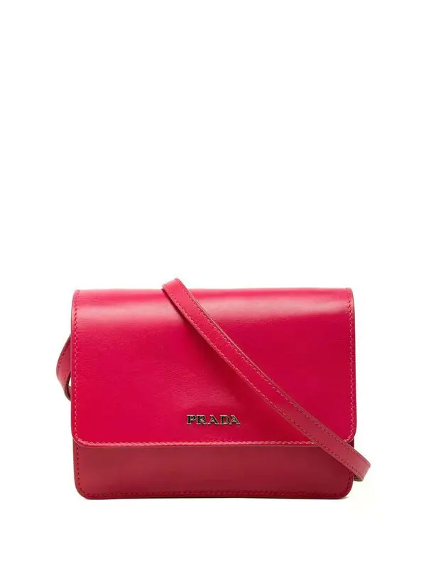 Prada 2000-2013 Box Calf Crossbody Bag - Pink