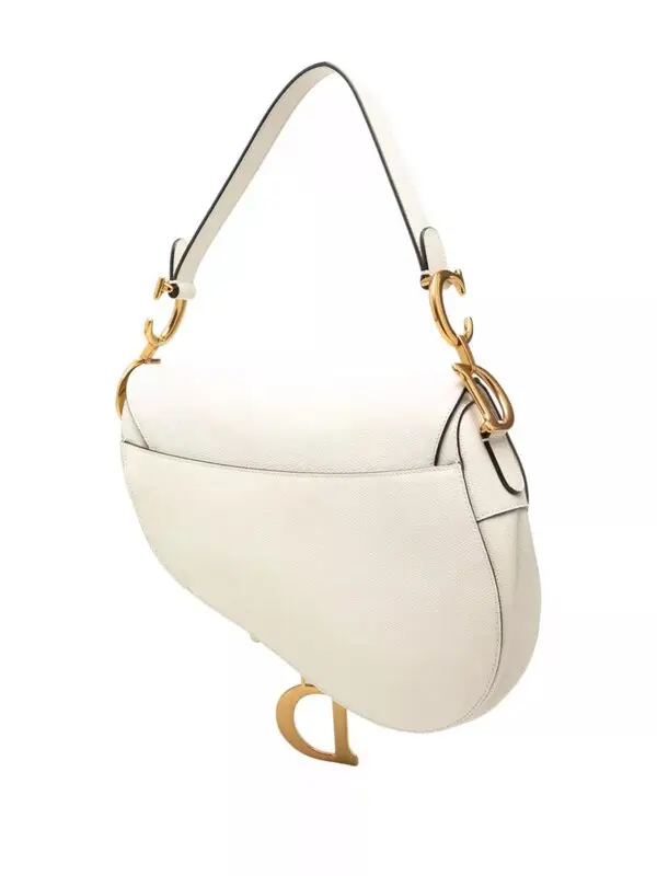Dior 2020 Grained Calfskin Saddle Bag Shoulder Bag - White
