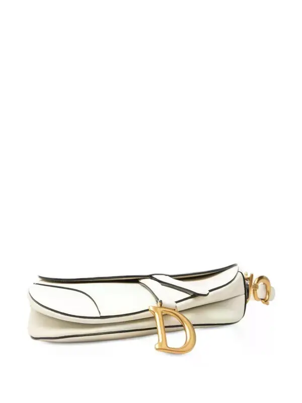 Dior Grained Calfskin Saddle Shoulder Bag - White