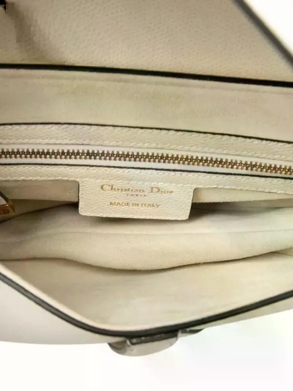 Dior Grained Calfskin Saddle Shoulder Bag - White