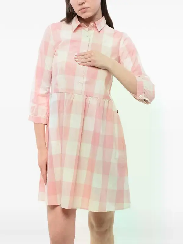 Woolrich Checked Long-sleeve Mini Dress - Pink