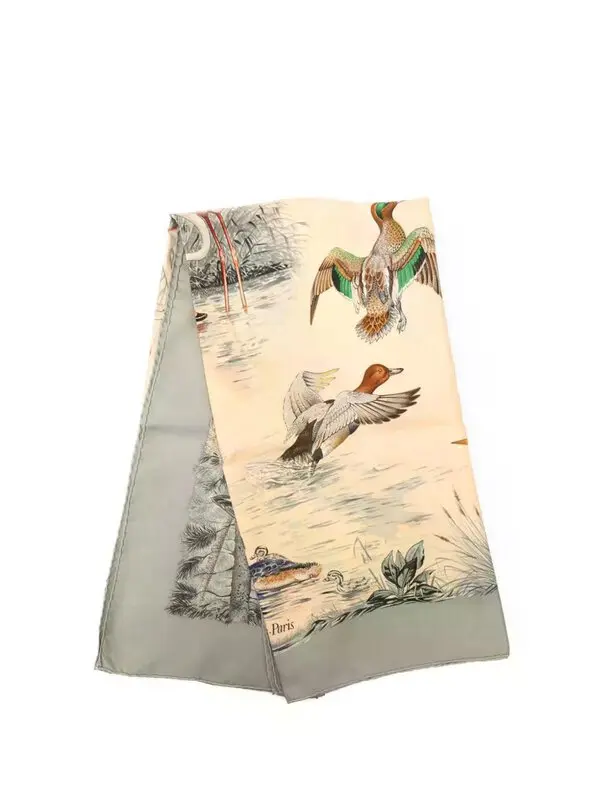 Hermès 1988 Halte En Camargue Silk Scarf 90 Scarves - Grey