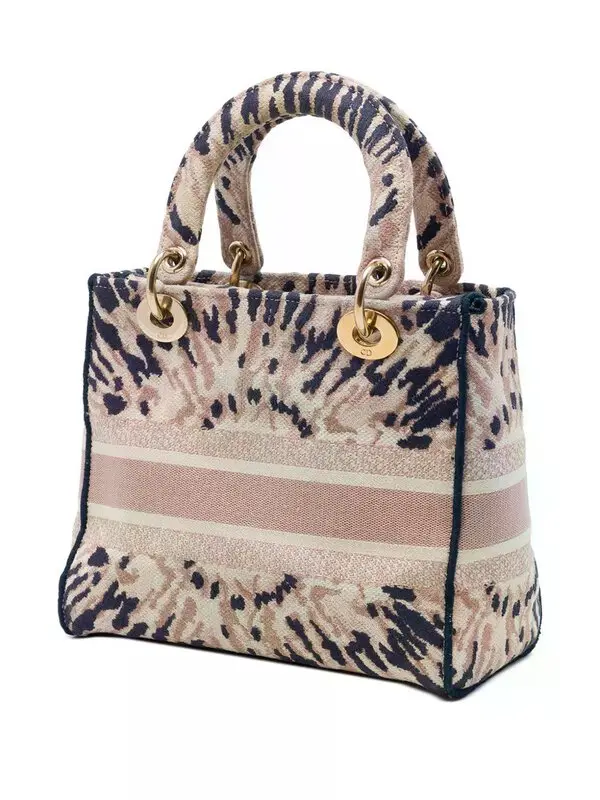 Dior Embroidered Canvas Tie Dye Lady D Lite Satchel - Pink