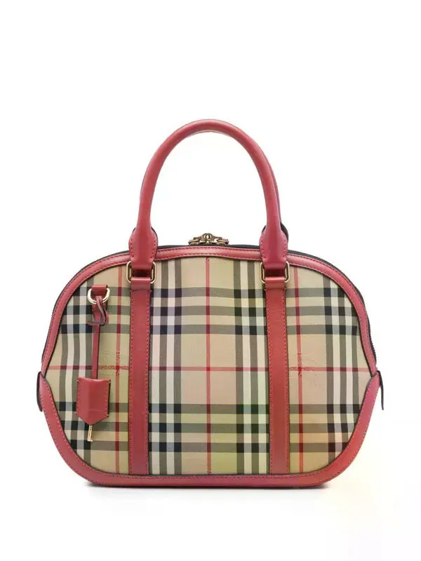 Burberry 2000-2017 Small Haymarket Check Nylon Orchard Bowling Bag Satchel - Pink