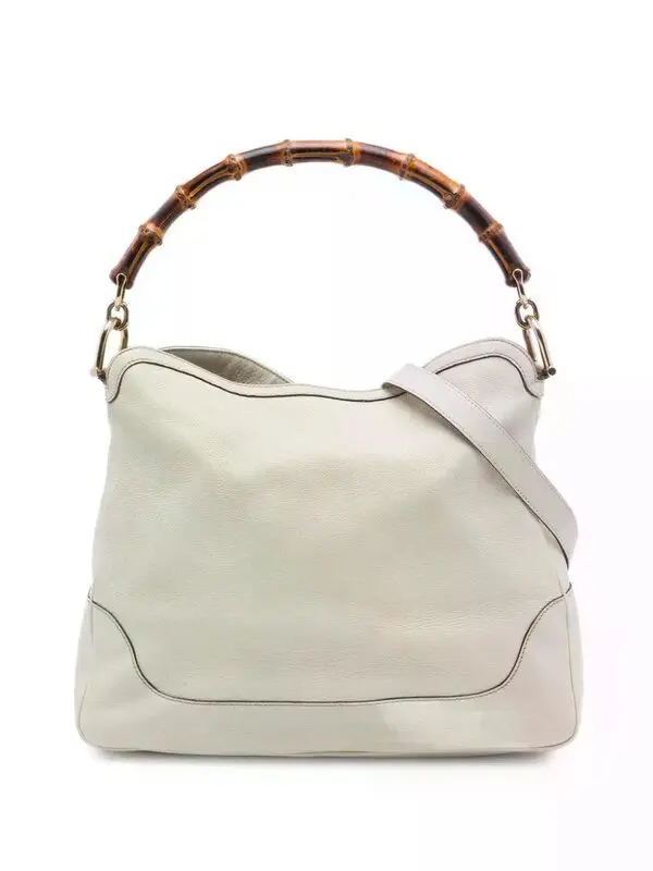 Gucci 2016-2026 Calfskin Bamboo Diana Satchel - White
