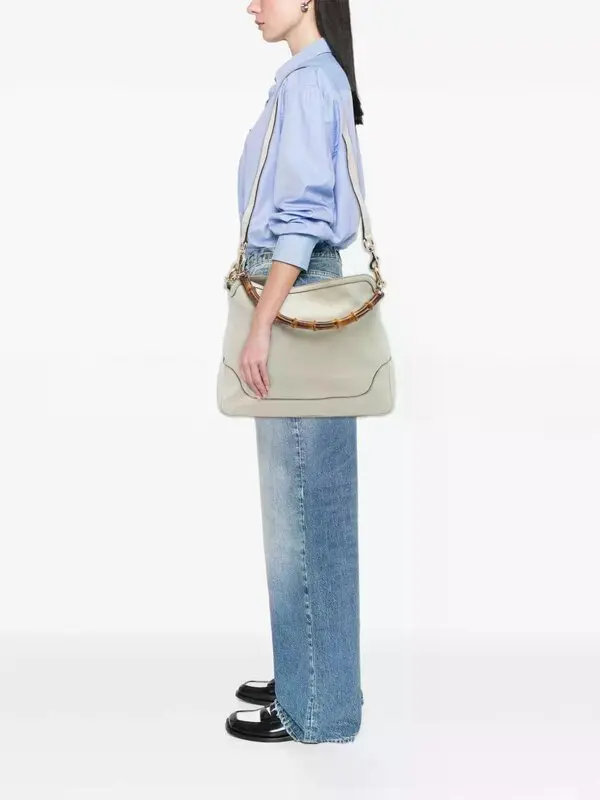 Gucci Calfskin Bamboo Diana Satchel - White