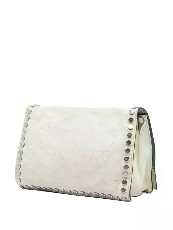 Prada Glace Calfskin Studded Flap Satchel - White