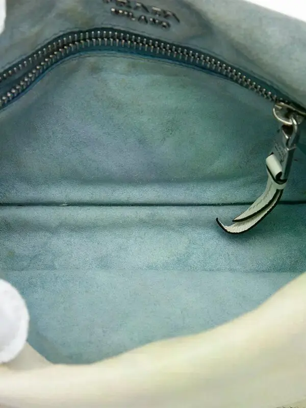 Prada Glace Calfskin Studded Flap Satchel - White