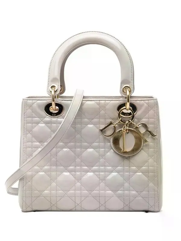 Dior 2011 Medium Patent Cannage Lady Satchel - Grey