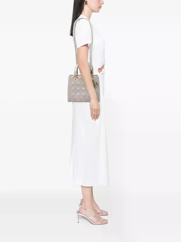 Dior Patent Cannage Lady Satchel - Grey