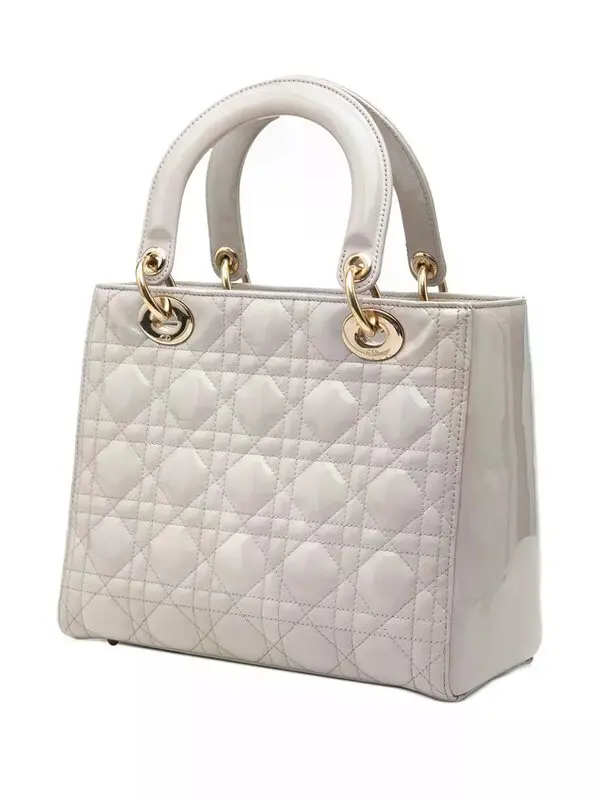 Dior Patent Cannage Lady Satchel - Grey