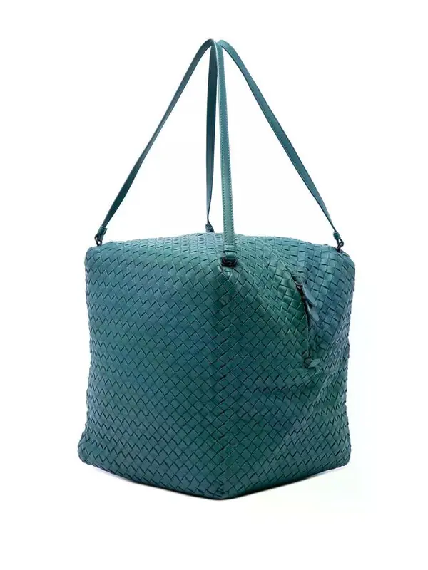 Bottega Veneta Woven Nappa Leather Cube Shoulder Bag - Blue