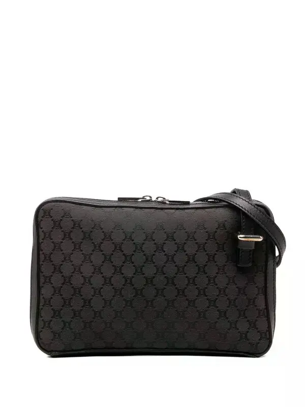 Celine 2000 Leather Trimmed Macadam Canvas Messenger Bag Crossbody Bag - Black