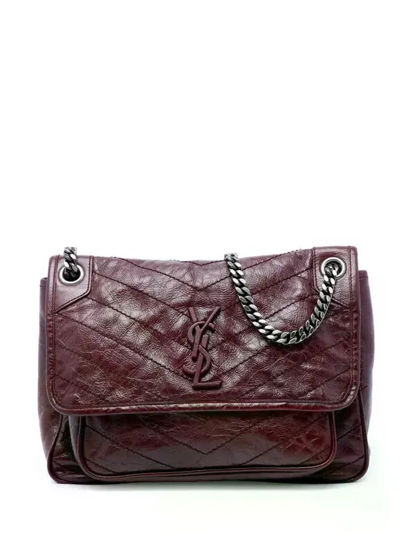 Saint Laurent 2018 Medium Crinkled Calfskin Niki Shoulder Bag - Red