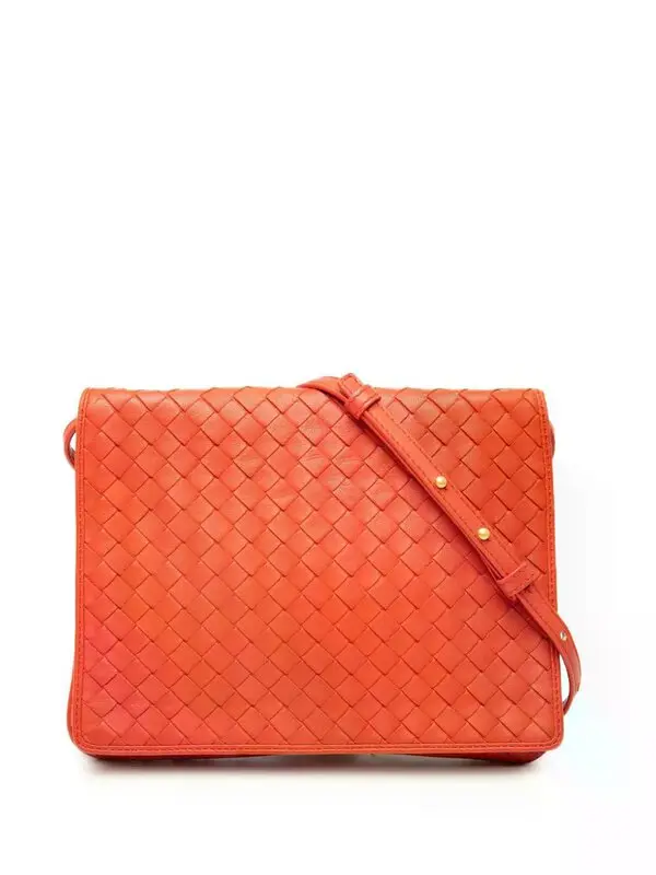 Bottega Veneta 2012-2026 Nappa Intrecciato Flap Crossbody Bag - Orange