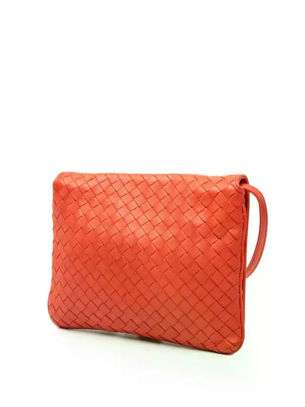 Bottega Veneta Woven Nappa Leather Flap Crossbody Bag - Orange